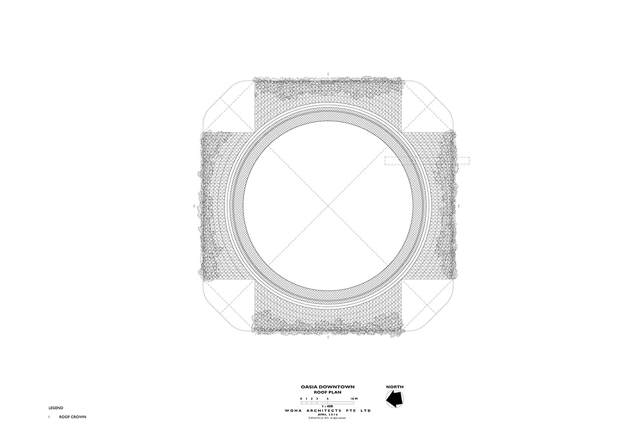 Singapore. WOHA architects designed a red tower filled with green creepers