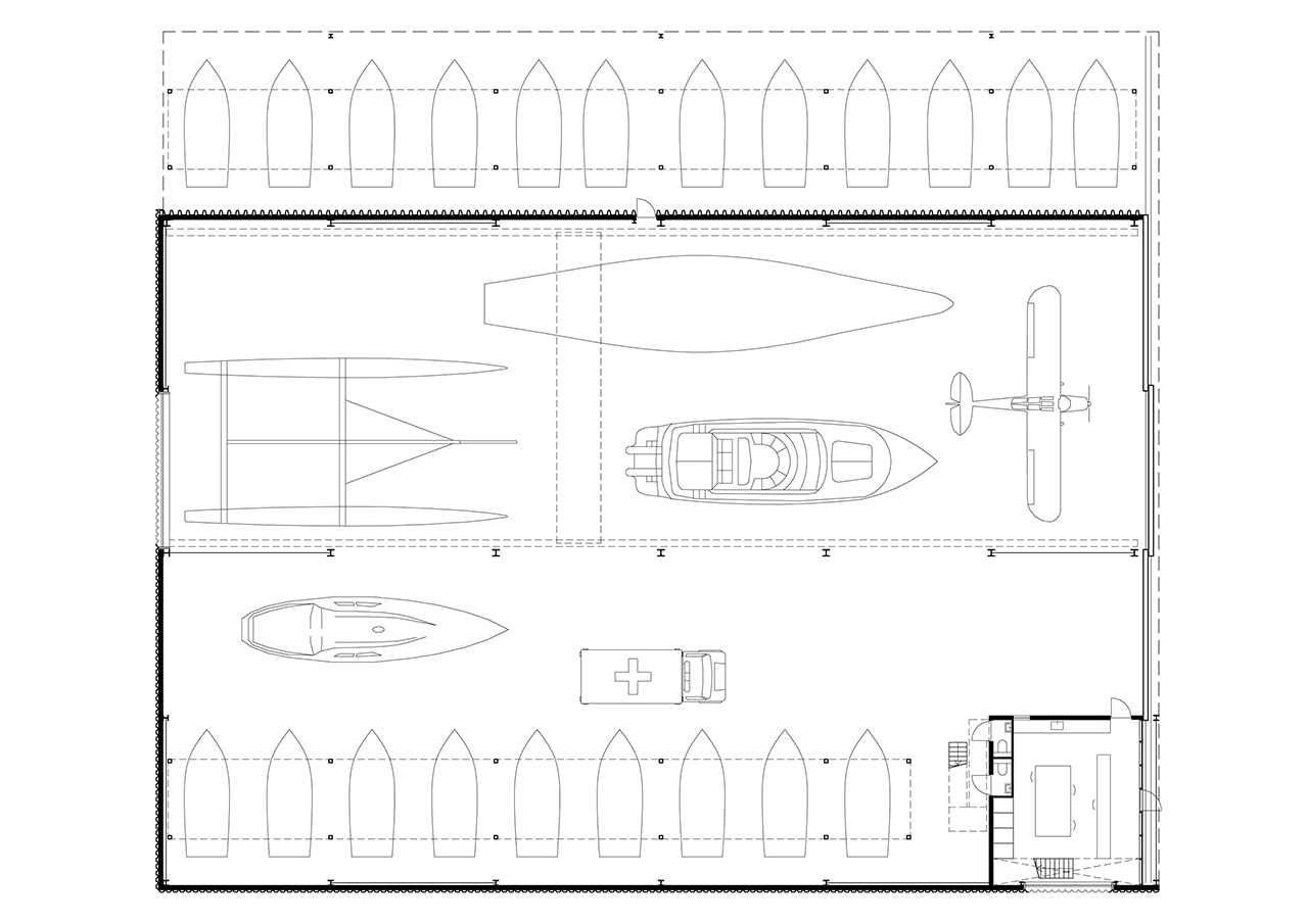 Amsterdam. A boat hangar interacting with the new life of a shipyard ...