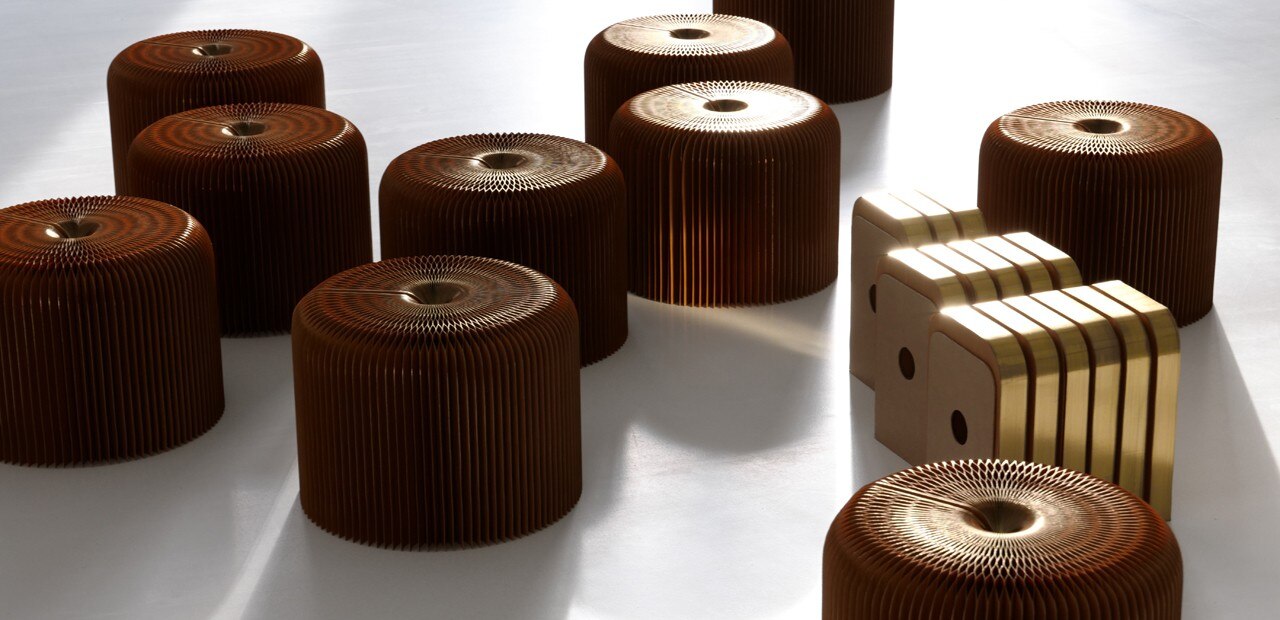 Golden paper stools - Domus