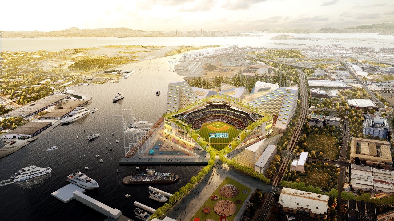 BIG svela uno stadio di baseball con un parco sul tetto per gli Oakland ...