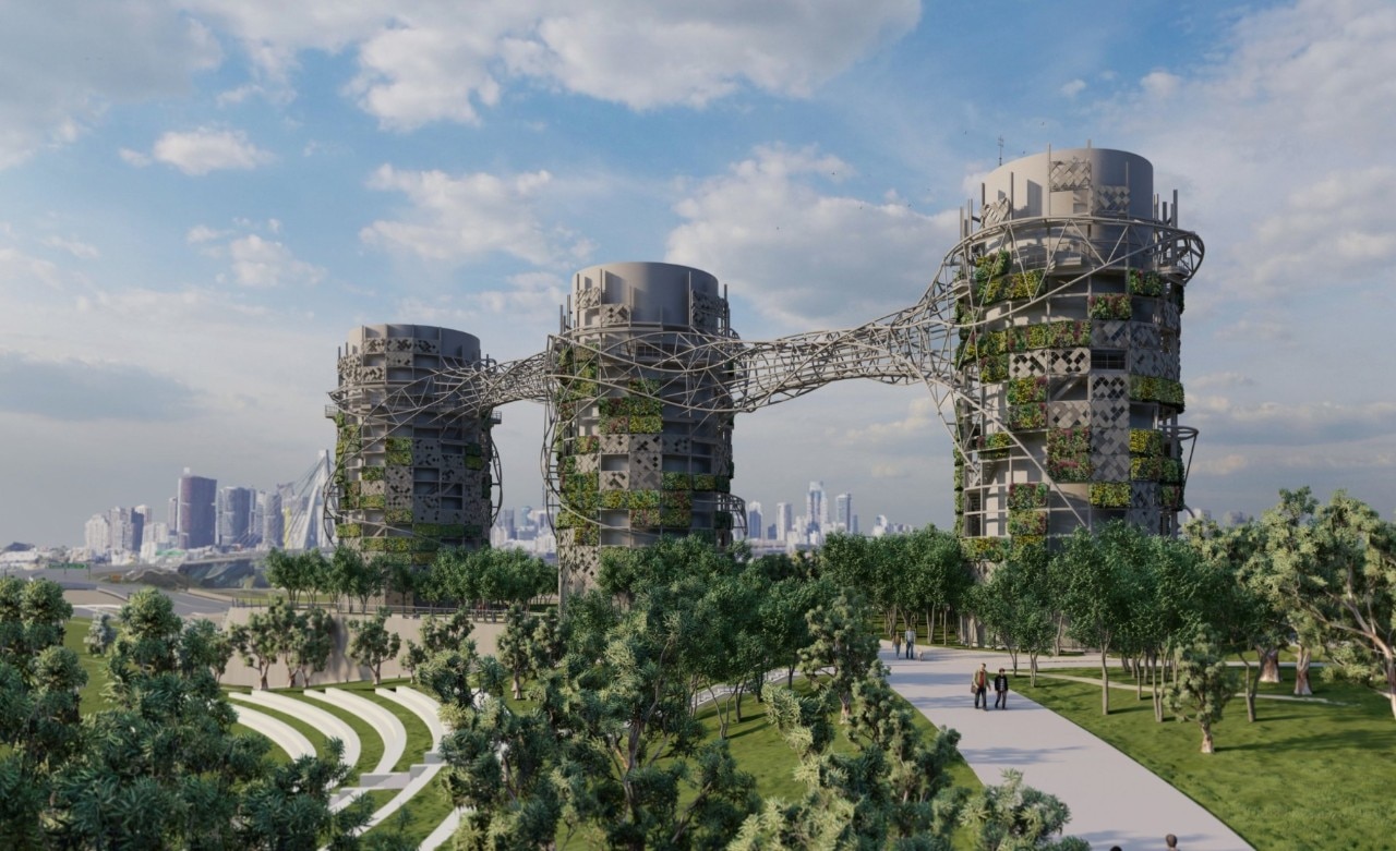 Sydney’s giant chimneys to be covered with steel climbing plants - Domus