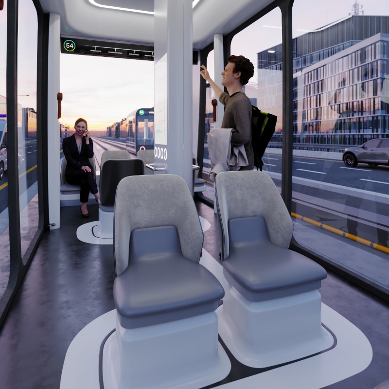 The futuristic monorail shuttle by Working People would be cheap to install