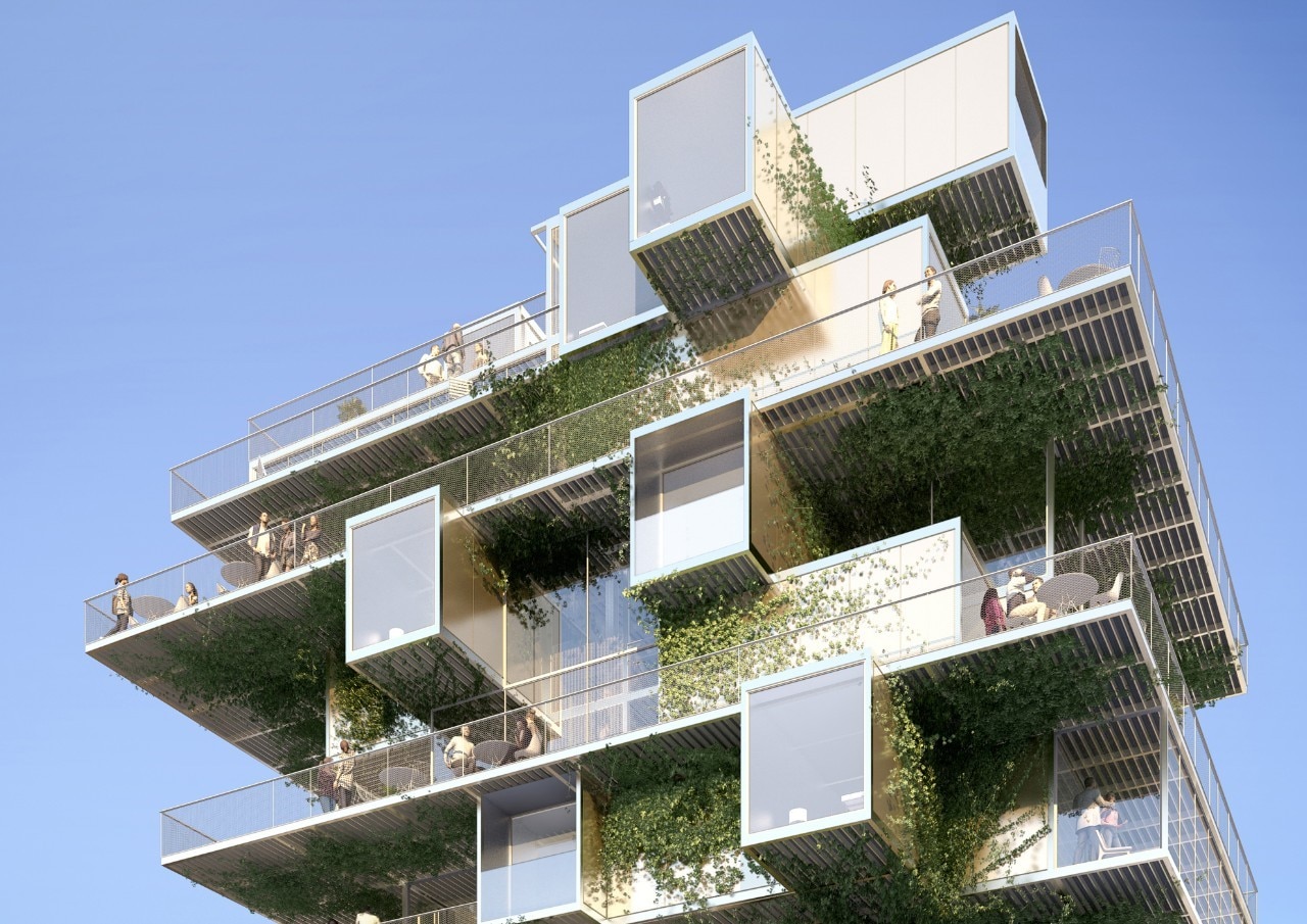 Modular folies become a vertical ecological village in Montpellier - Domus