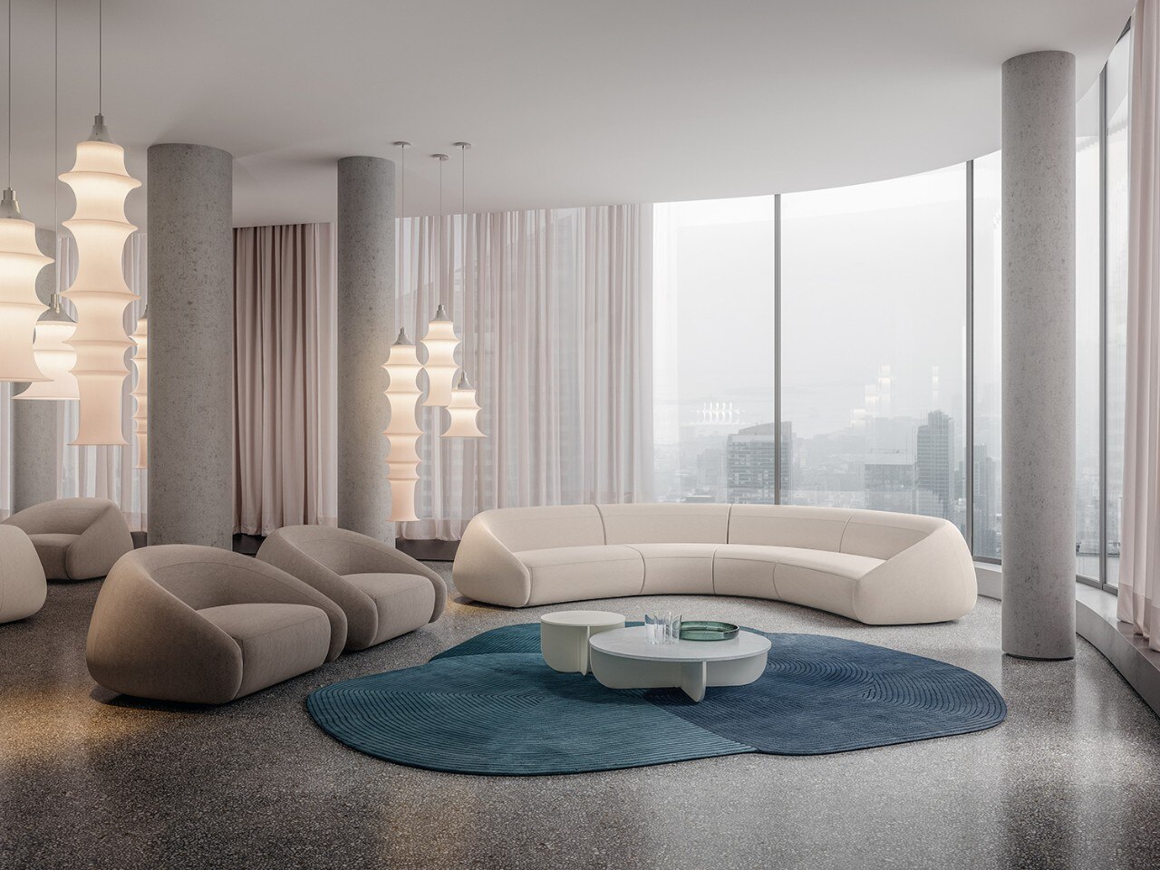 Seating system with soft, organic aesthetics - Domus
