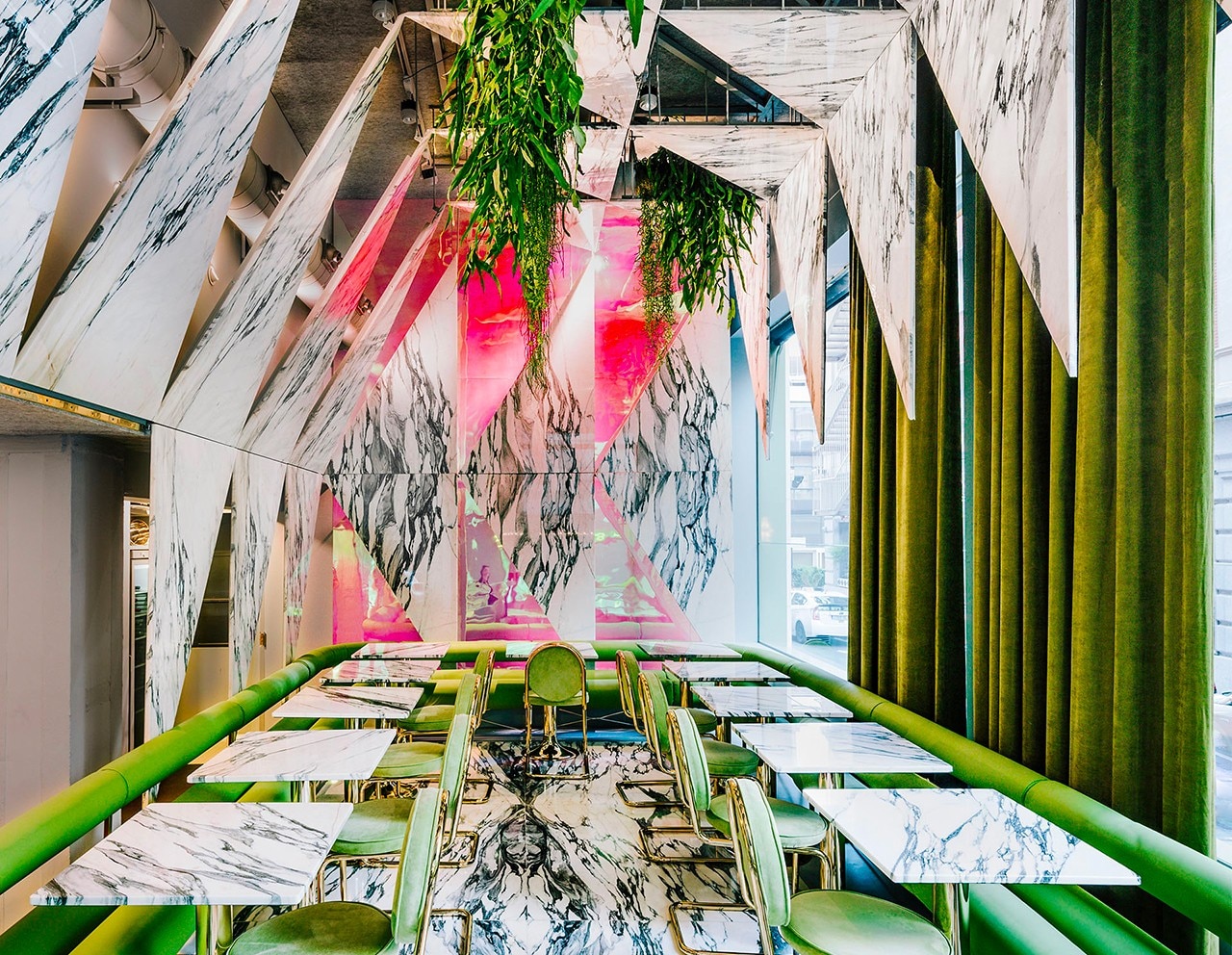 Madrid. Andrés Jaque designs a café with marble tents - Domus