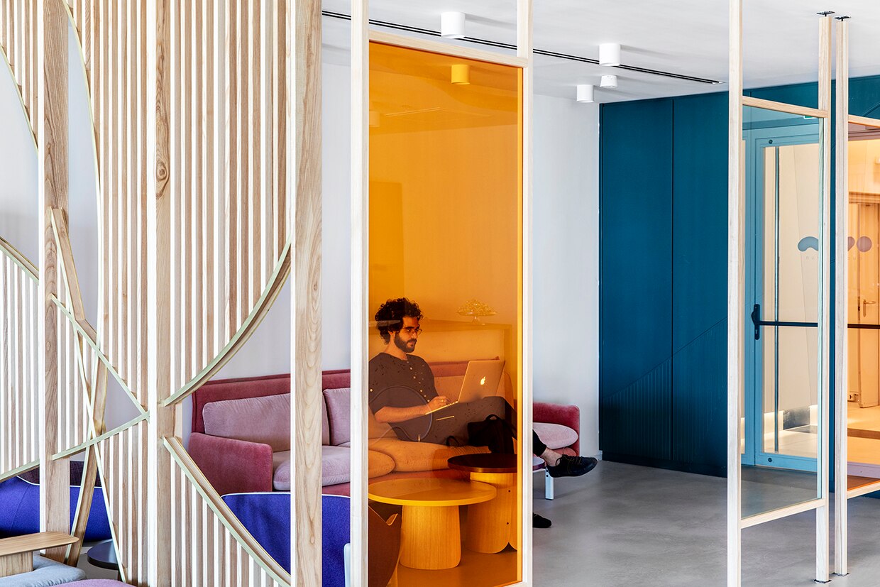 Tinted glass defines zones at wearable tech hub dedicated to pregnancy ...