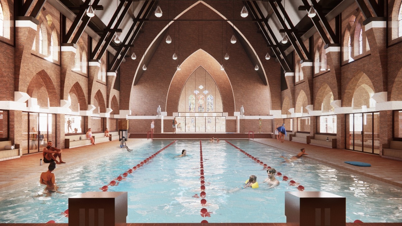 Holy Water: MVRDV transforms a church into a public swimming pool in ...