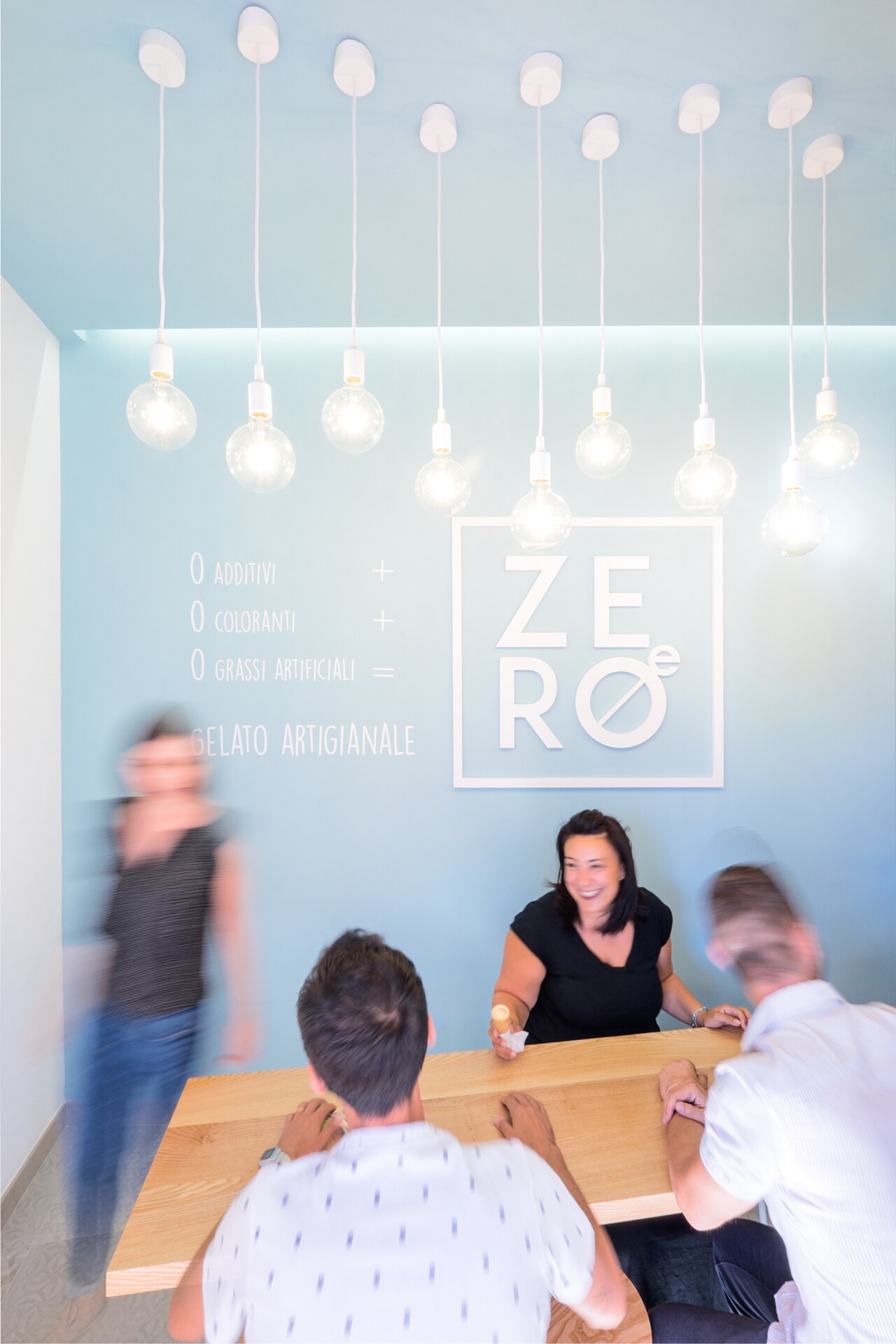 Italy. Nine designed a tailor-made interior for Zero-e ice-cream cafe