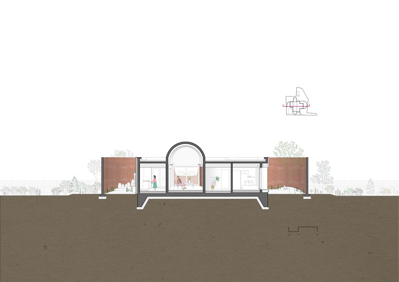 A brick house with curvy walls - Domus